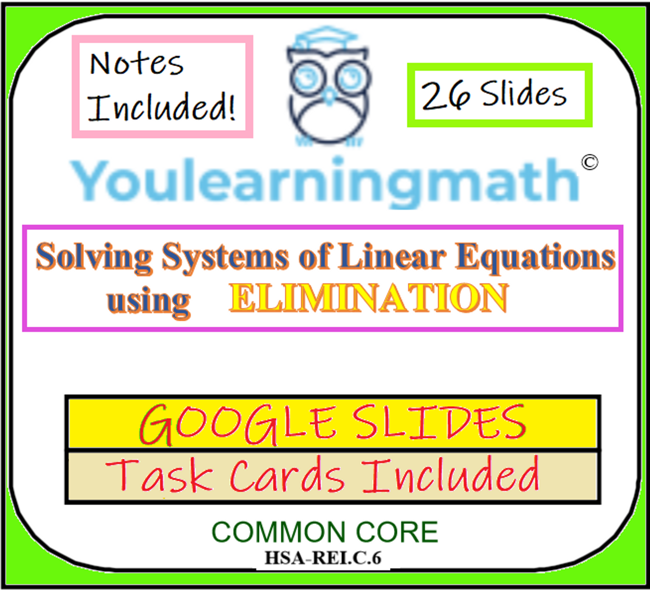 Solving Systems of Linear Equations using Elimination: GOOGLE SLIDES ...