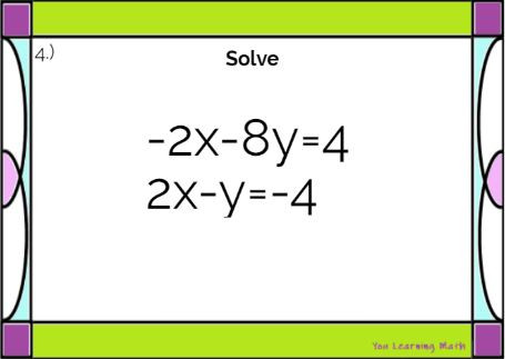 Solving Systems of Linear Equations using Elimination: Task Cards - 20 ...