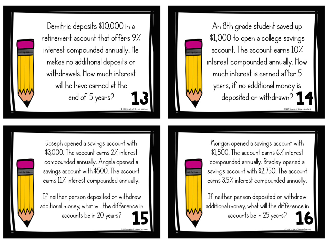 Financial Literacy Compound Interest Task Cards - Amped Up Learning