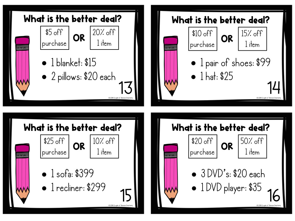 Financial Literacy Discount and Sales Tax Task Cards - Amped Up Learning