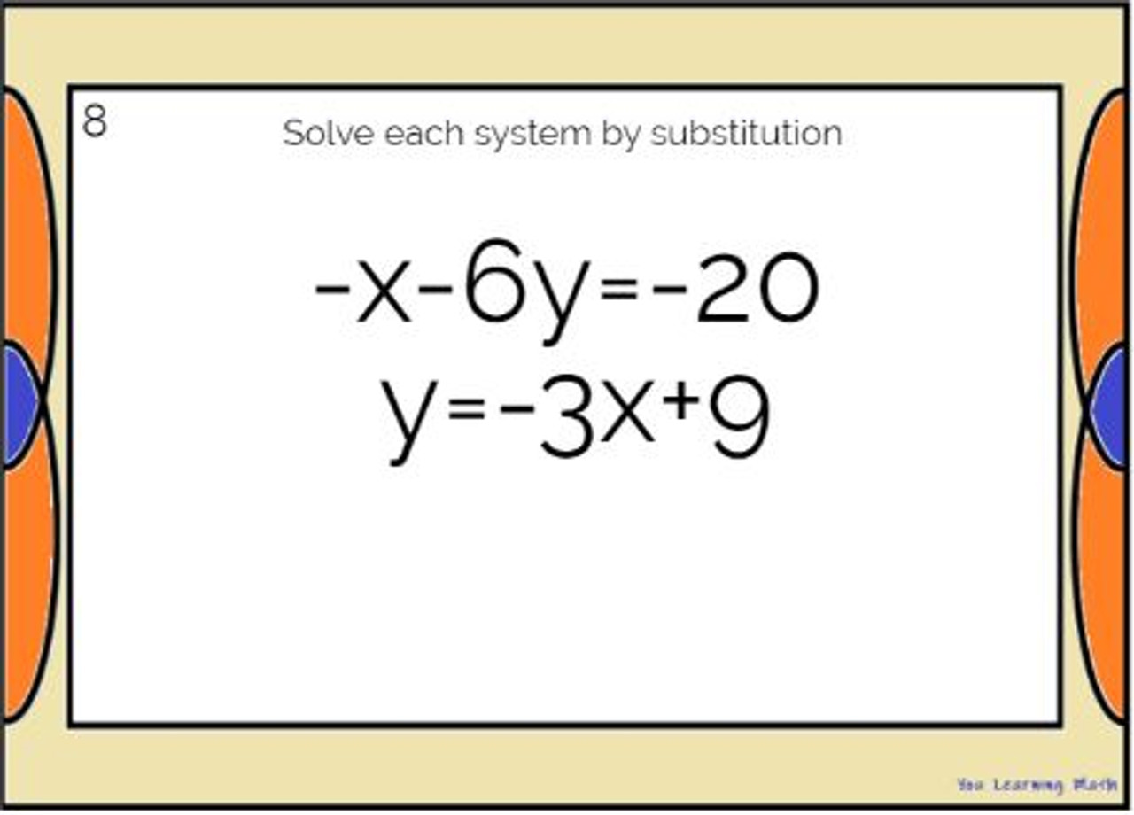 Solving Systems of Linear Equations using Substitution: Task Cards - 20 ...