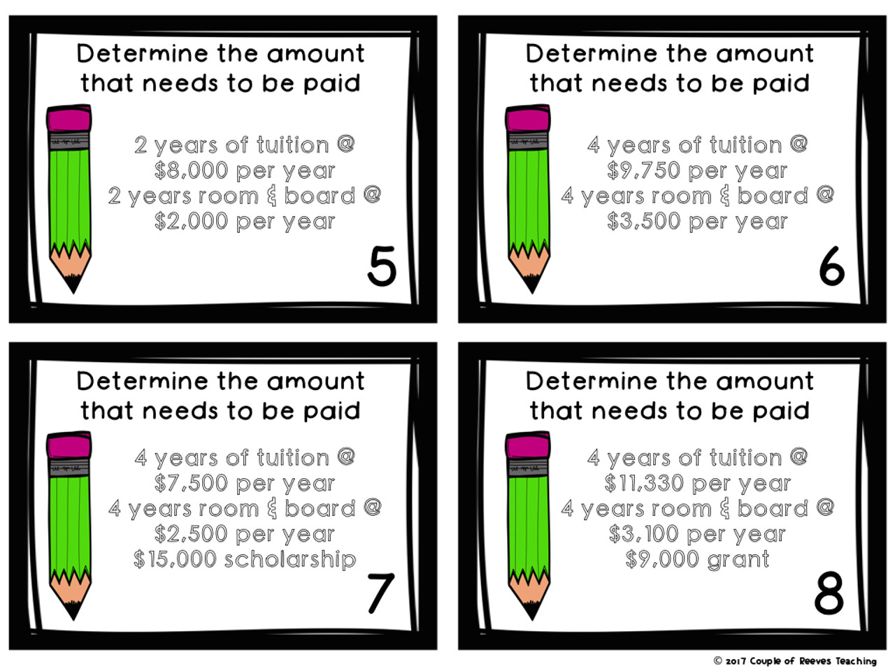 Financial Literacy Paying for College Task Cards - Amped Up Learning