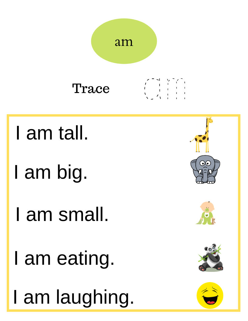 Kindergarten Sight Word Sentence Practice Worksheets