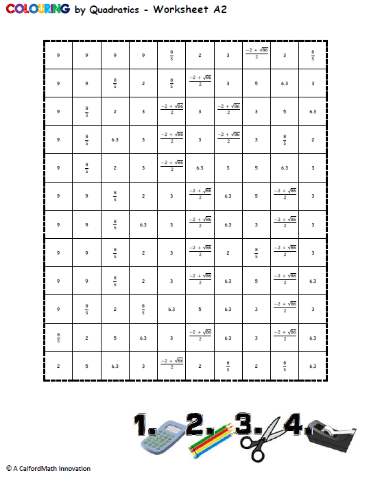Colouring by Quadratics - Einstein (25 Worksheet Collaborative Math ...