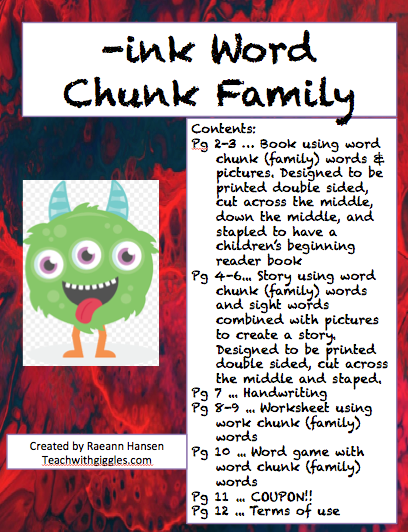 Ink Word Chunk Family - Amped Up Learning
