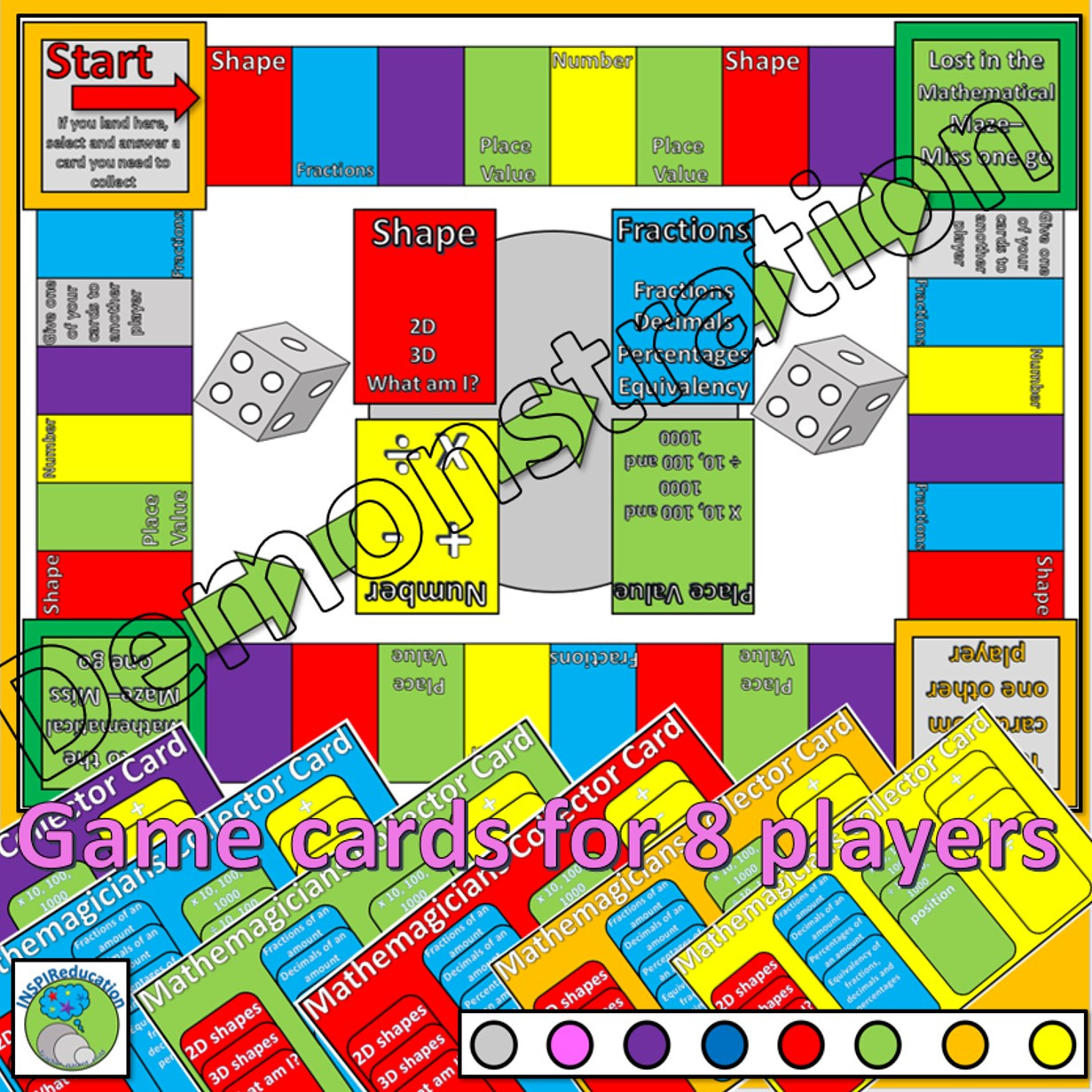 Mathematic Skills Board Game (4 ops, shape, fractions, place value ...