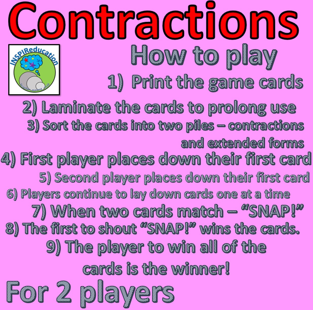 Contractions - Snap! Game, embed knowledge of contracted and expanded ...