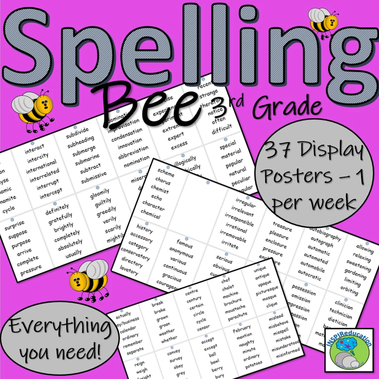 3rd Grade Spelling Bee - All You Need! 176 pages of resources - Amped ...