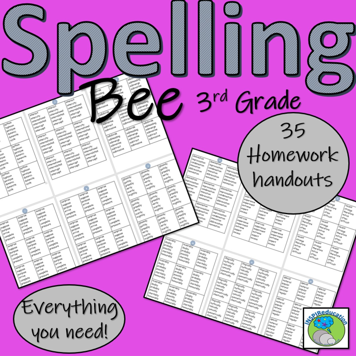 3rd Grade Spelling Bee - All You Need! 176 pages of resources - Amped ...