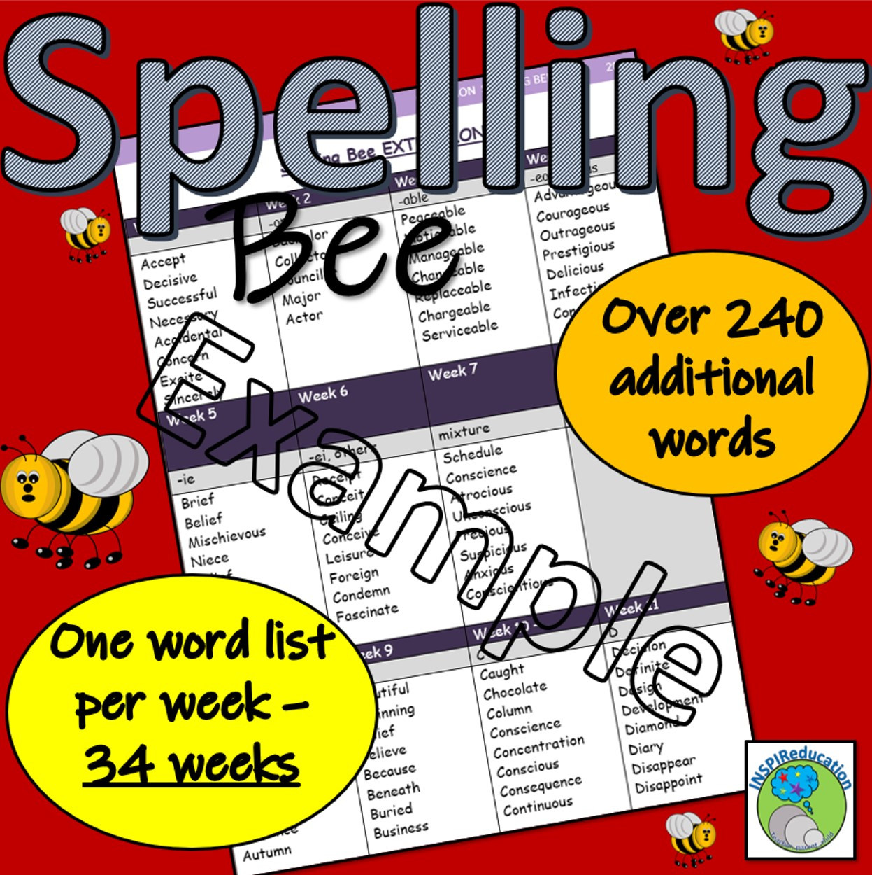 Spelling Bee Extension Pack for More Able Spellers - over 240 ...