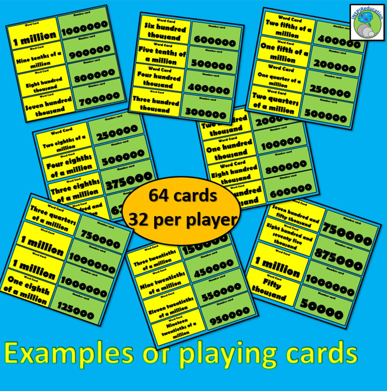 All About One Million - "Snap!" Card Game (64 cards) - Amped Up Learning