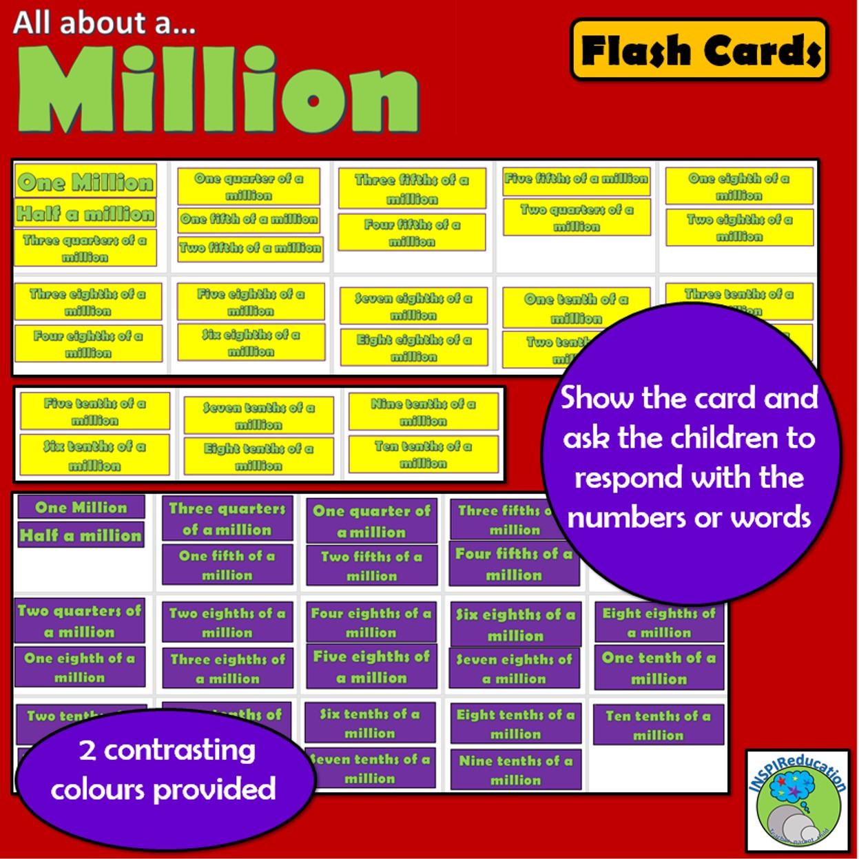 All About a Million - Bundle (Flash cards, Posters, Number Search, Loop ...