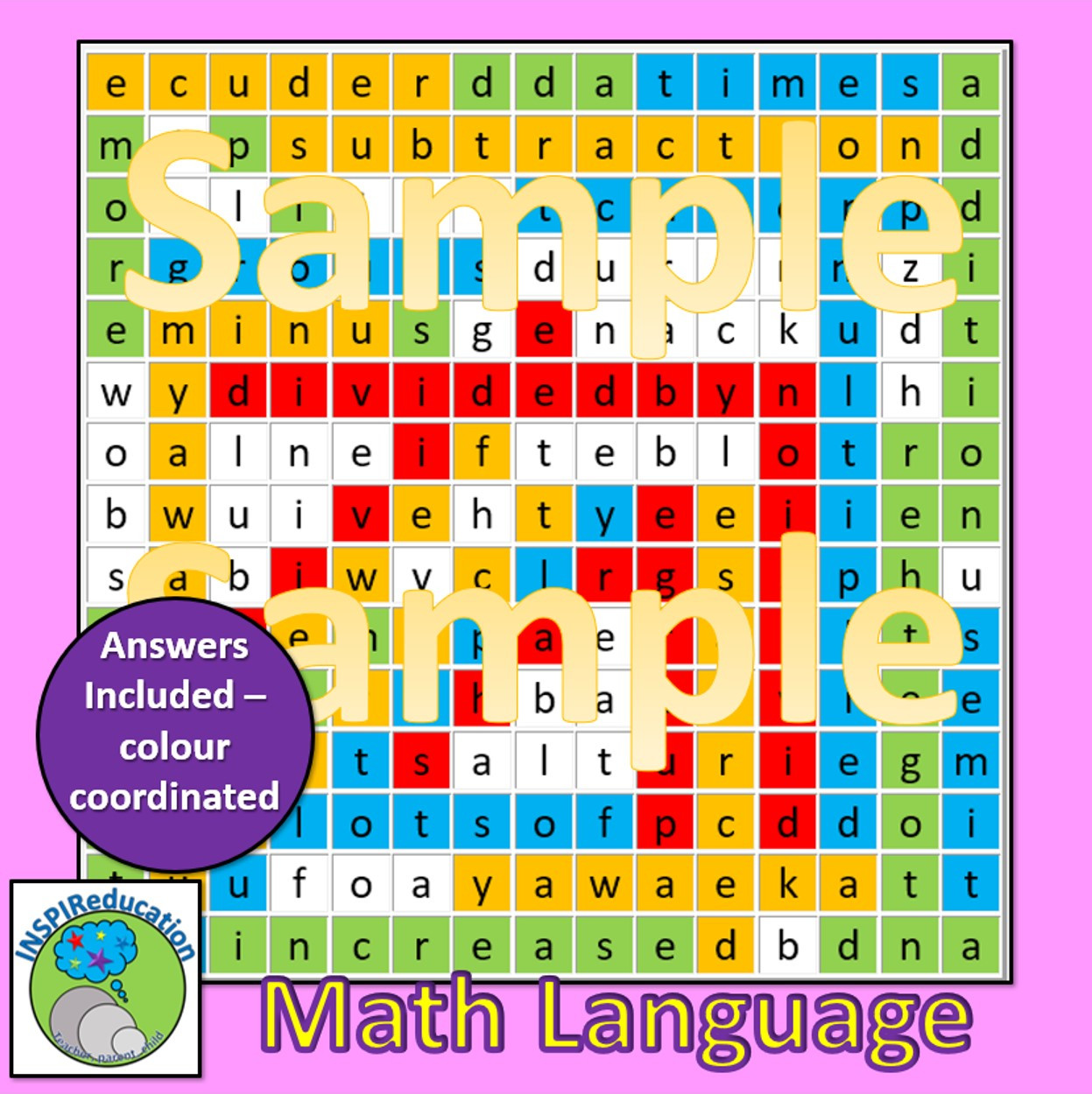 Four Operation Vocabulary Word Search - Learn the key words to support ...