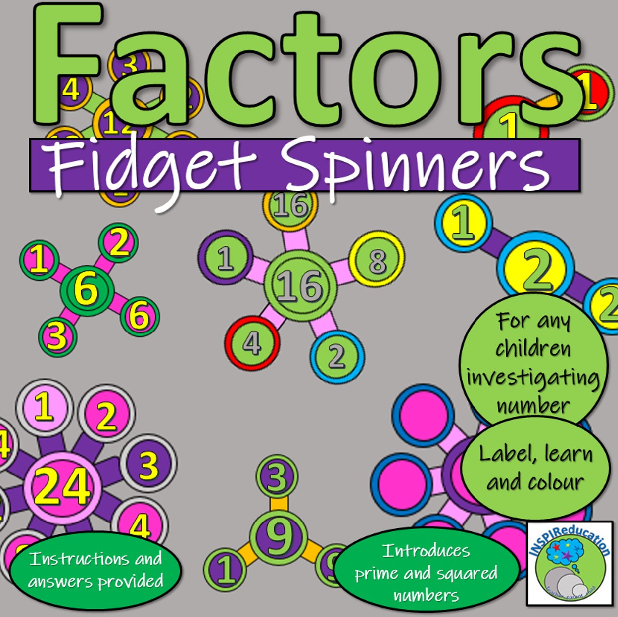 Fidget Spinner Factors 1- 50 - Learn Factors of Numbers in different ...