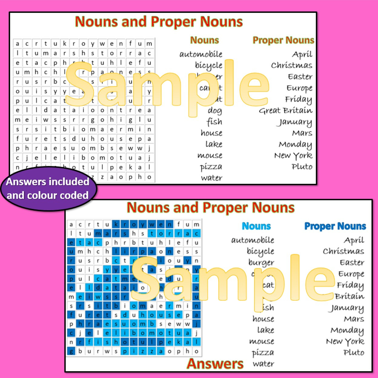 Word Classifications - 7 Word Searches exploring different word ...