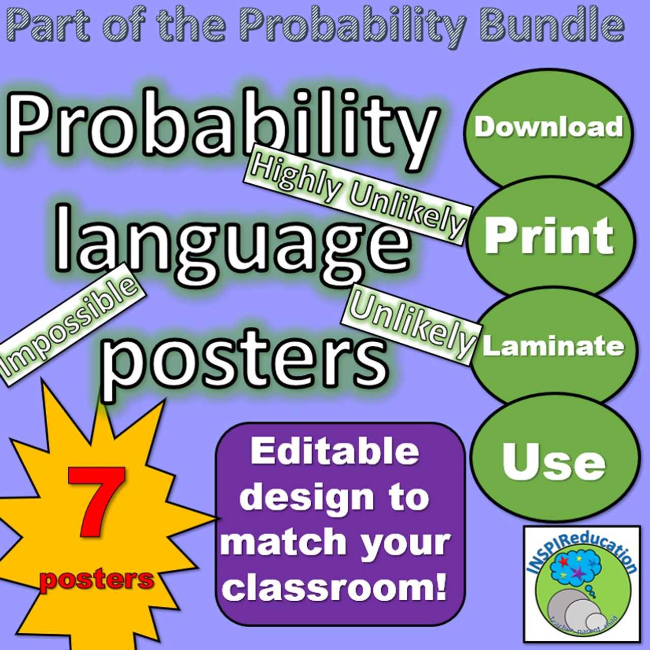 Probability: Language Cards for Classroom Display - Amped Up Learning