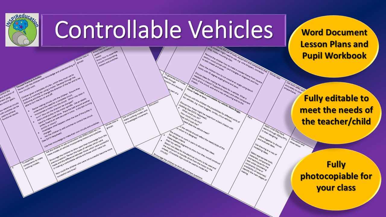 Design and Technology (STEM) Controllable Vehicles Lesson Plans and ...