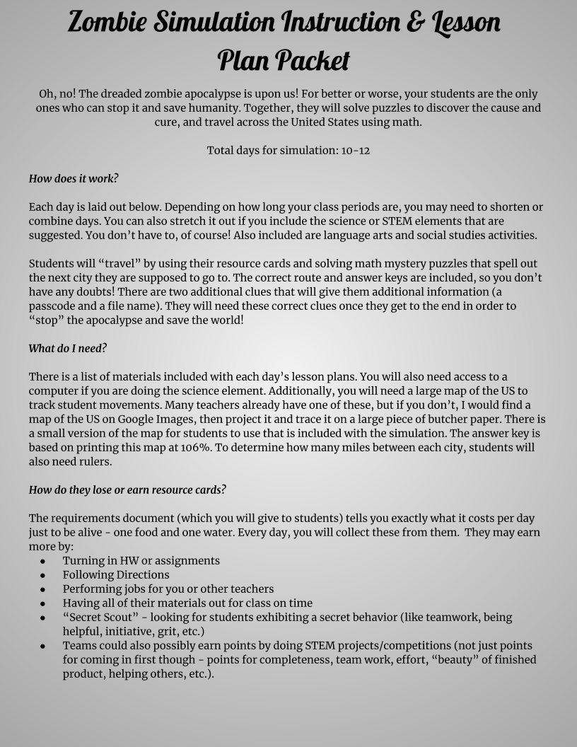 End of Year Zombie Apocalypse Simulation - All content - Amped Up Learning