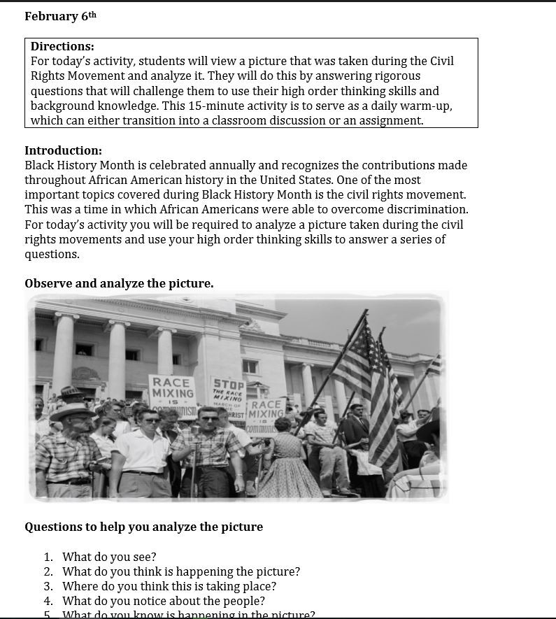 Black History Month: Daily 15 Minute Activities Packet - Amped Up Learning