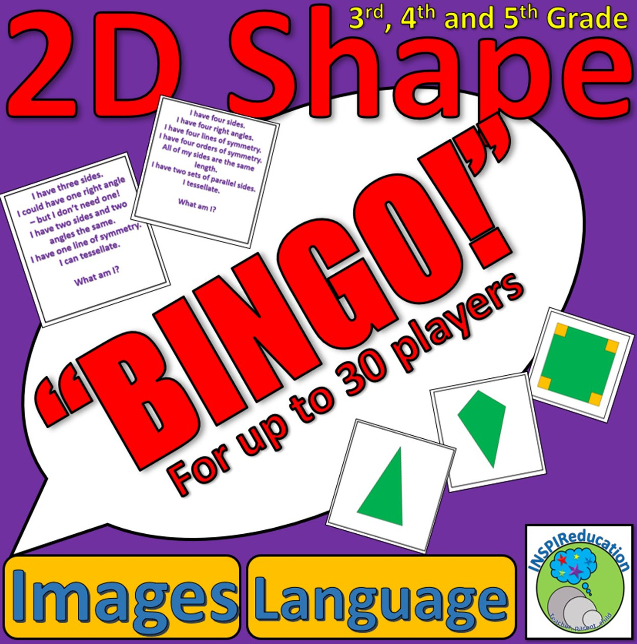 2D Shape Bingo - Images and Descriptions - for up to 30 Players - Amped ...
