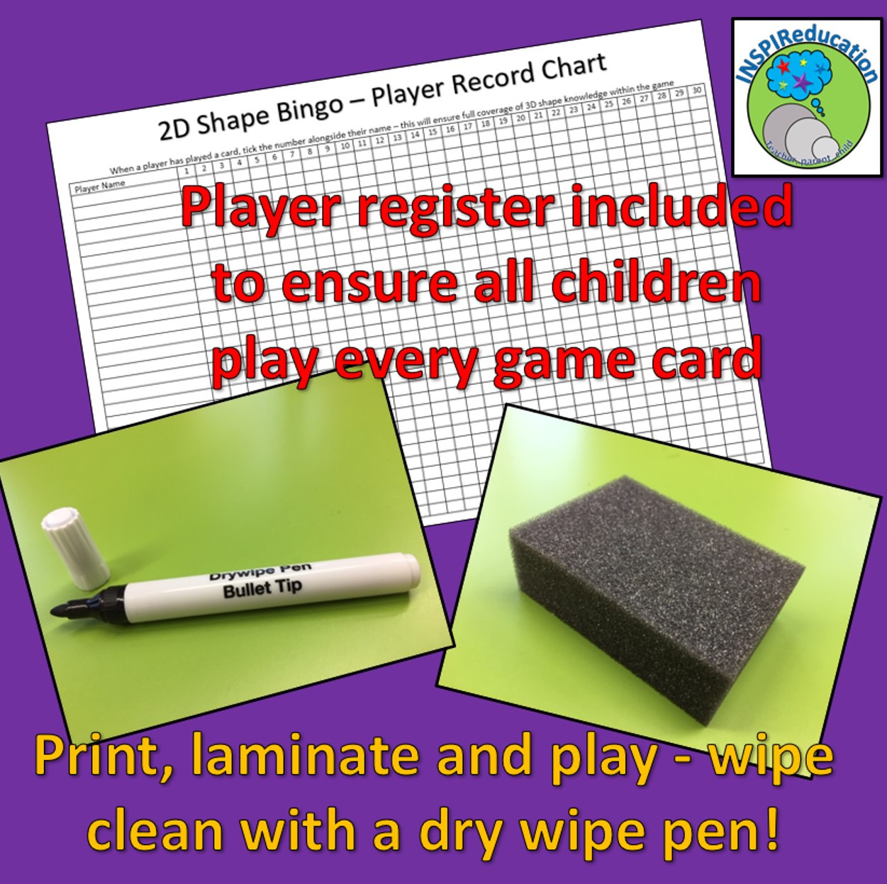 2D Shape Bingo - Images and Descriptions - for up to 30 Players - Amped ...