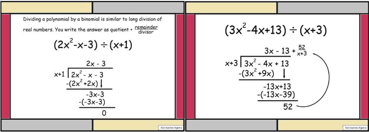 Dividing Polynomials: GOOGLE Slides - 20 Problems - Amped Up Learning
