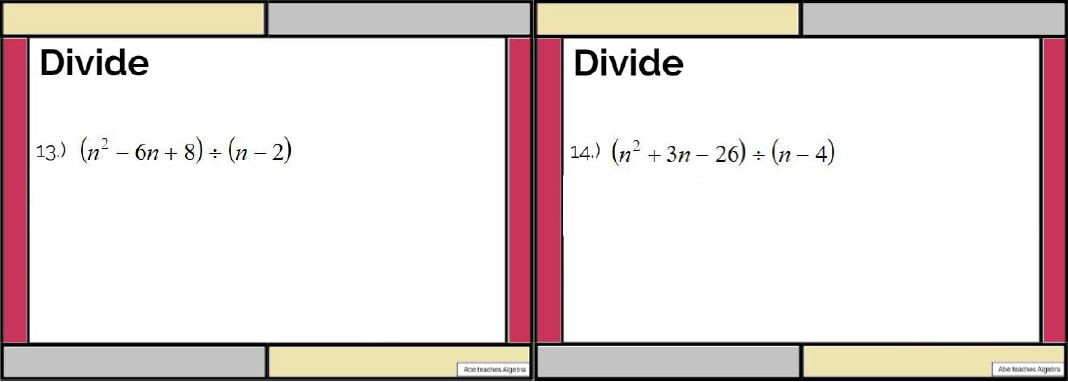 Dividing Polynomials: GOOGLE Slides - 20 Problems - Amped Up Learning
