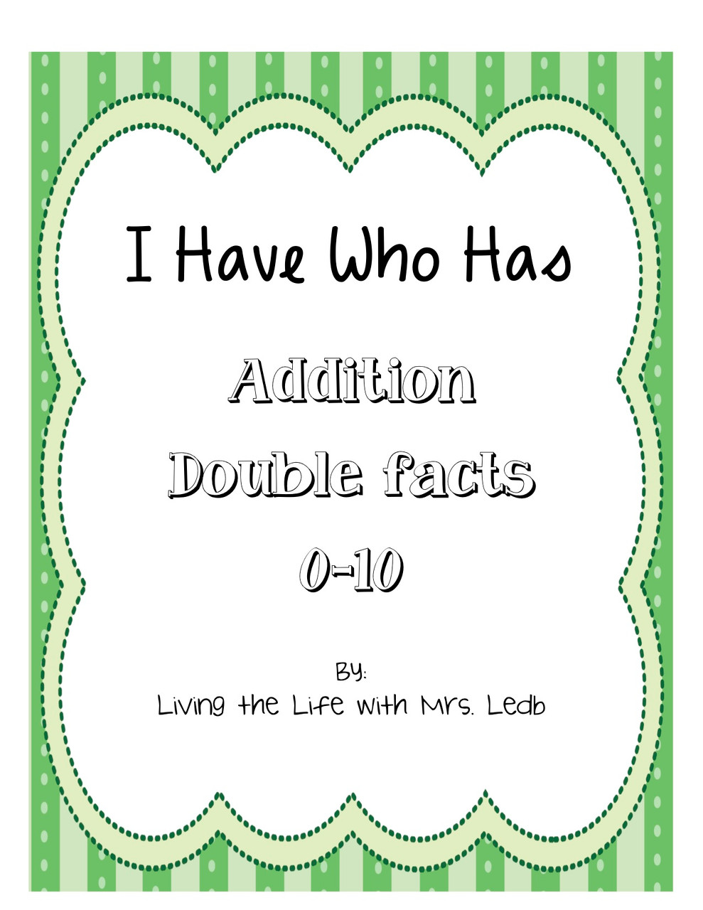 I Have Who Has Math Addition Facts Doubles Game