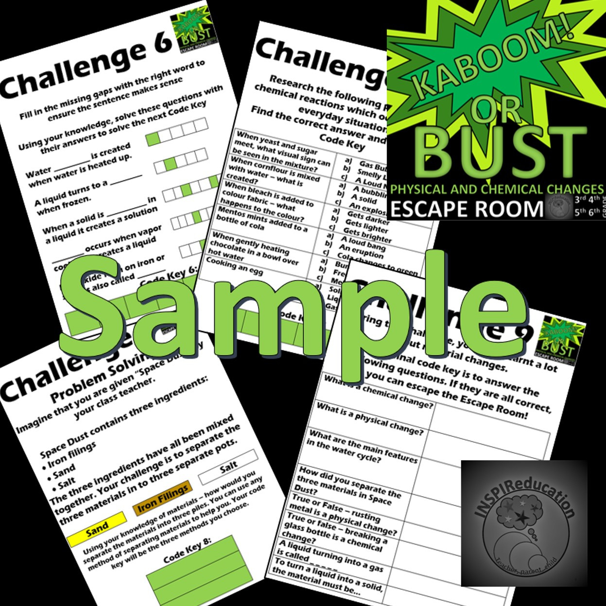 Kaboom! or Bust - ESCAPE ROOM - Science - Chemical and Physical Changes ...