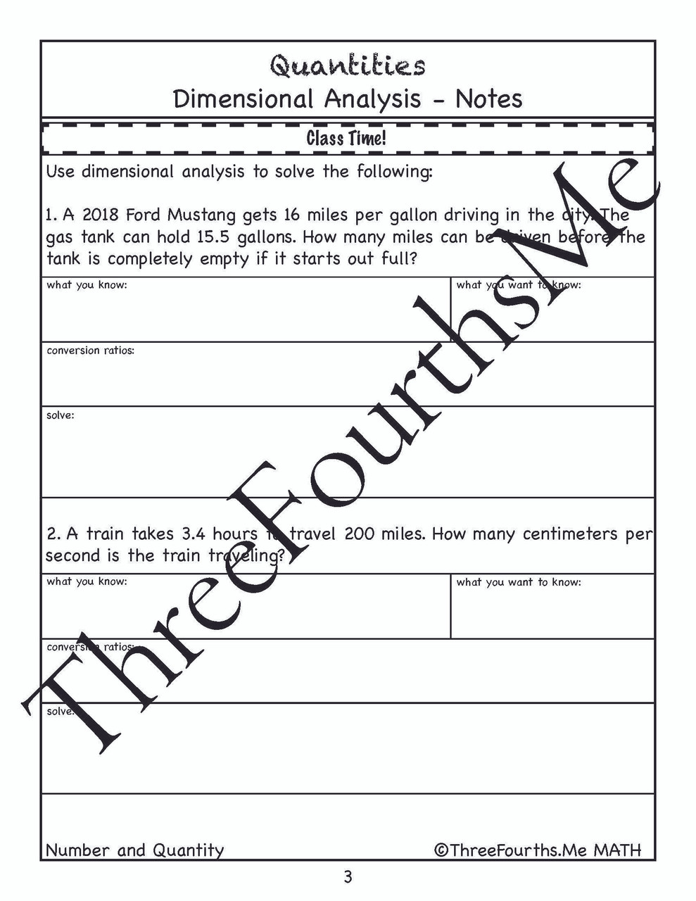 Dimensional Analysis Scaffolded Notes - Amped Up Learning