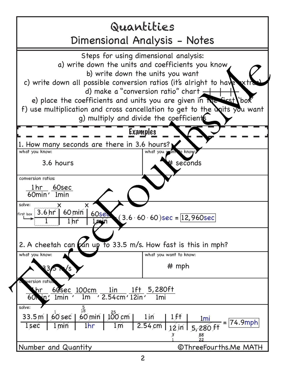 Dimensional Analysis Scaffolded Notes - Amped Up Learning