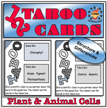 Plant and Animal Cells - Structure and Differences - Taboo Cards ...