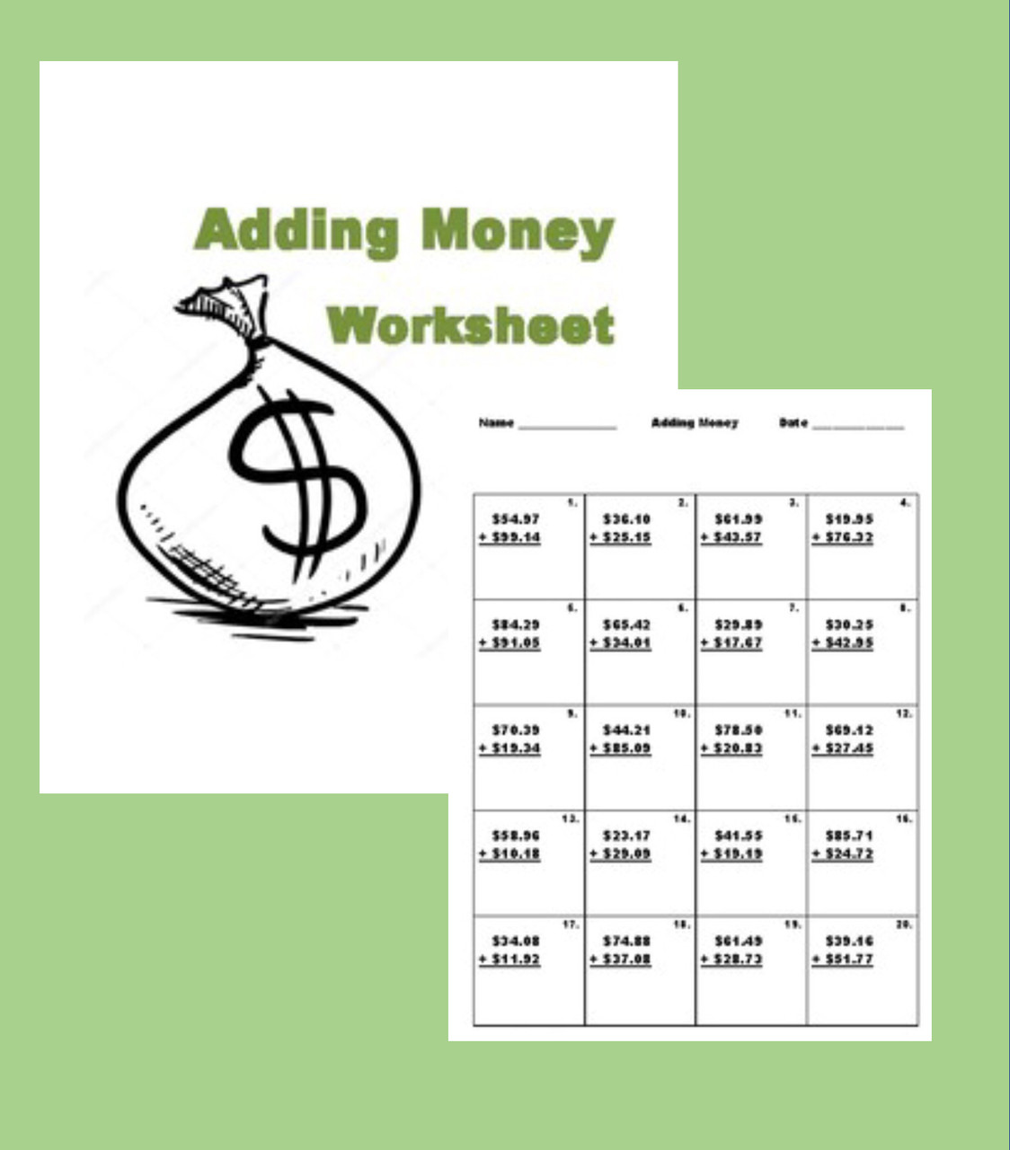 Adding Money Worksheet - Amped Up Learning