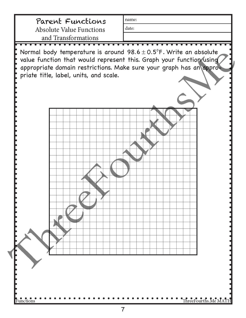 Absolute Value Function Transformations Homework - Amped Up Learning