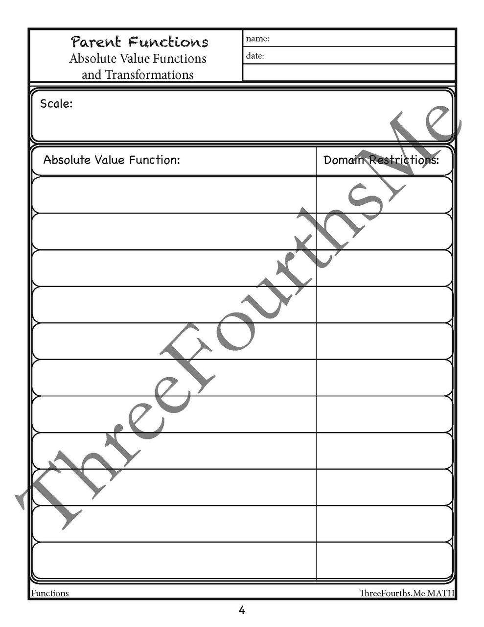 Absolute Value Function Transformations Activity - Amped Up Learning