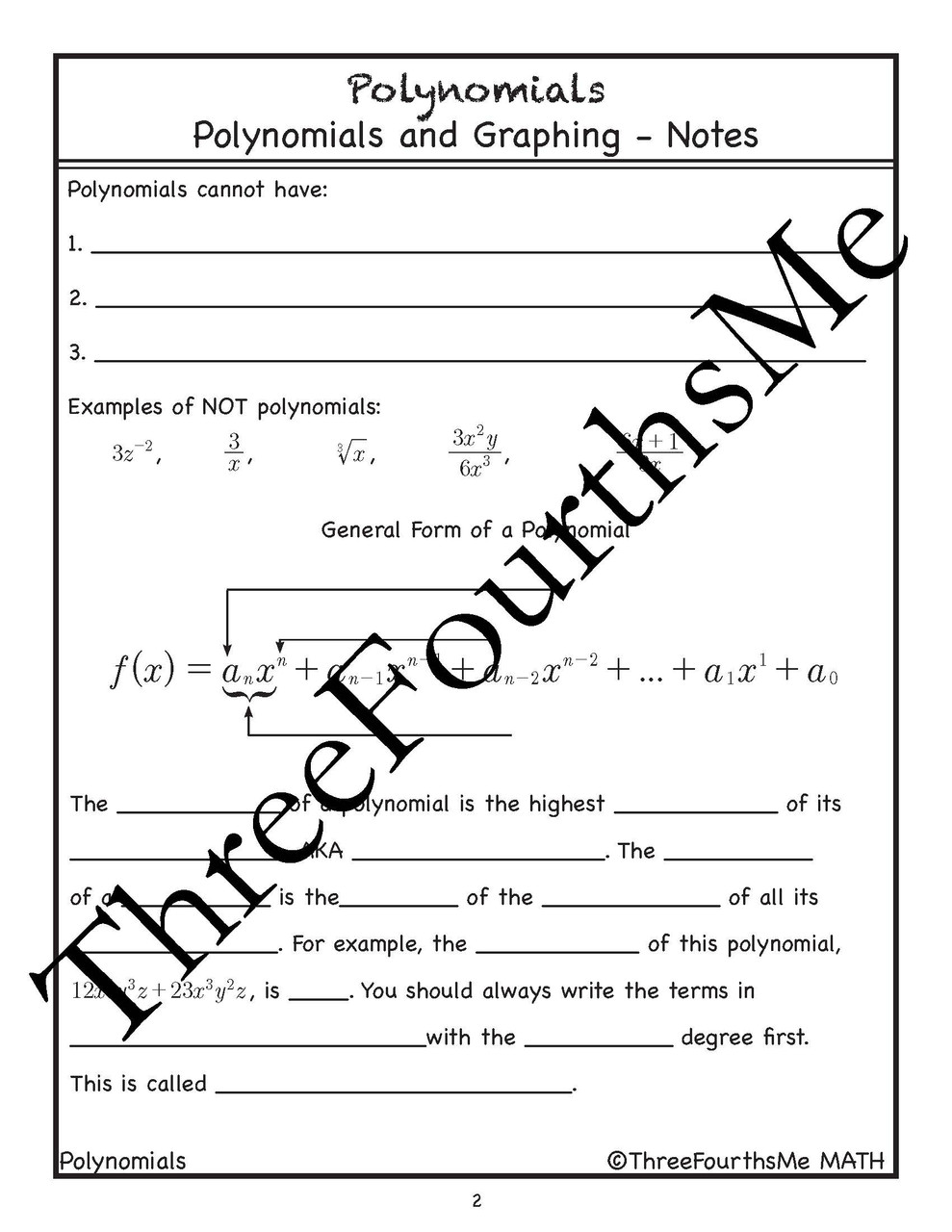 Polynomials and Graphing: Notes, Classwork, and Homework - Amped Up ...