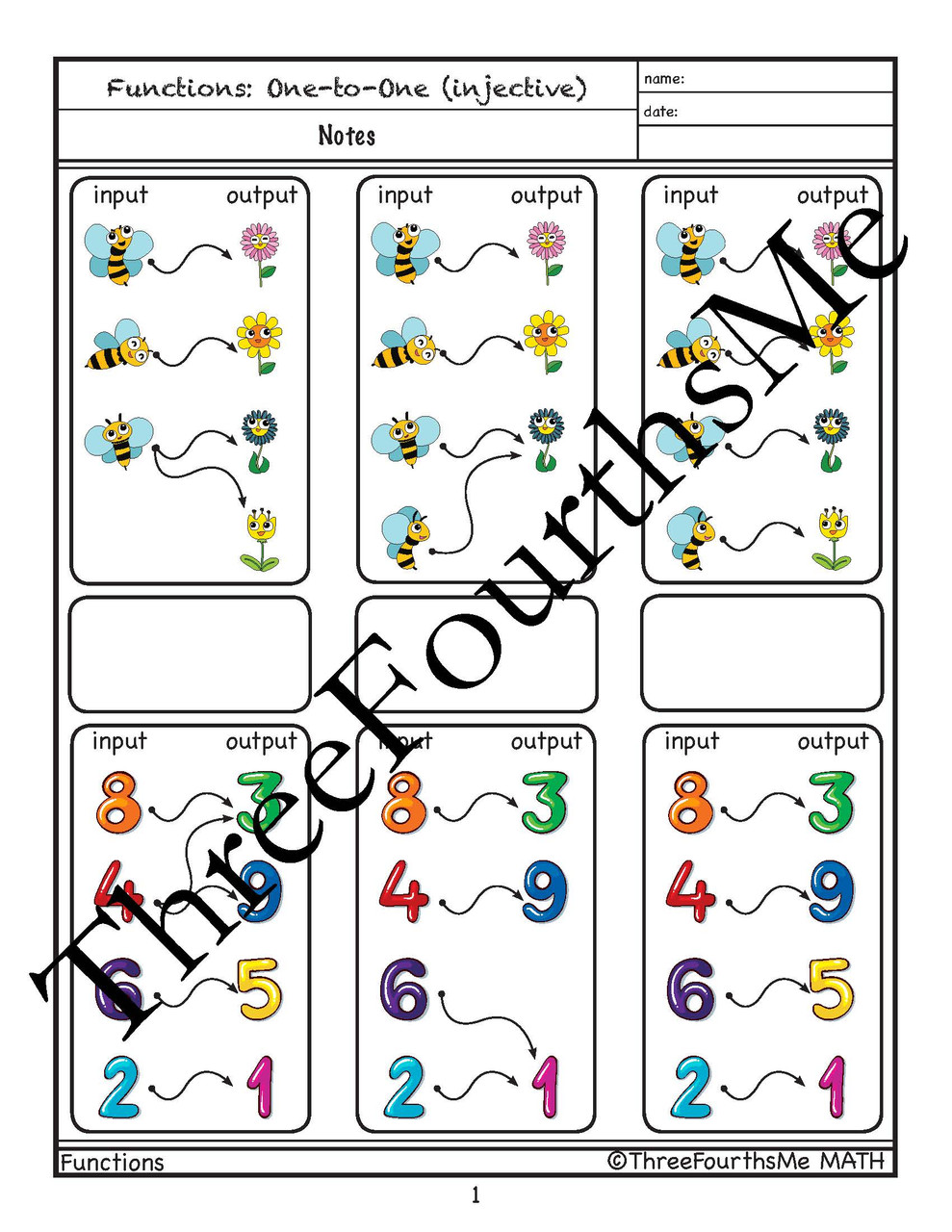 One-to-One Functions Scaffolded Notes - Amped Up Learning