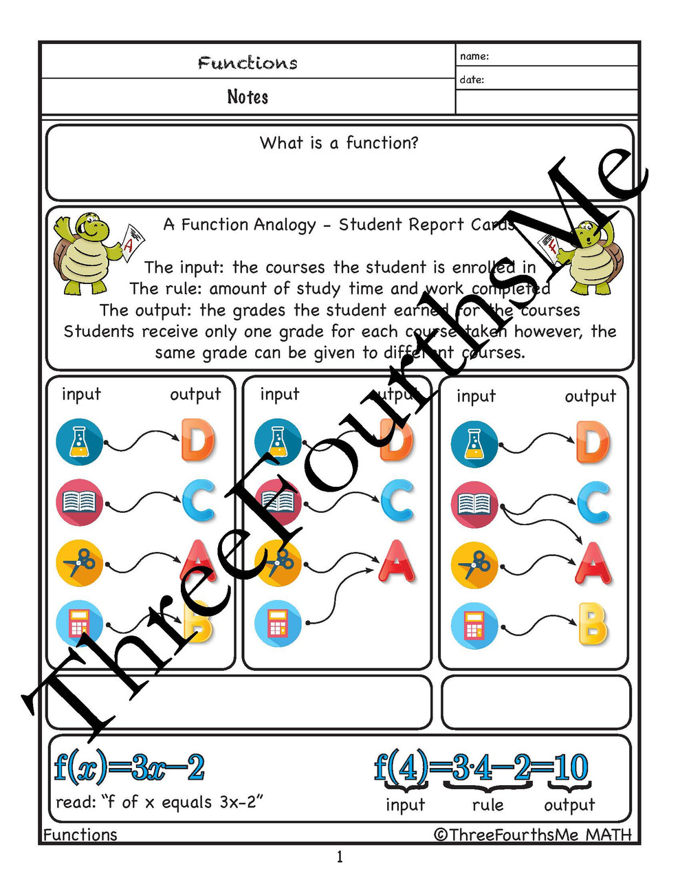 What's a Function? Scaffolded Notes - Amped Up Learning