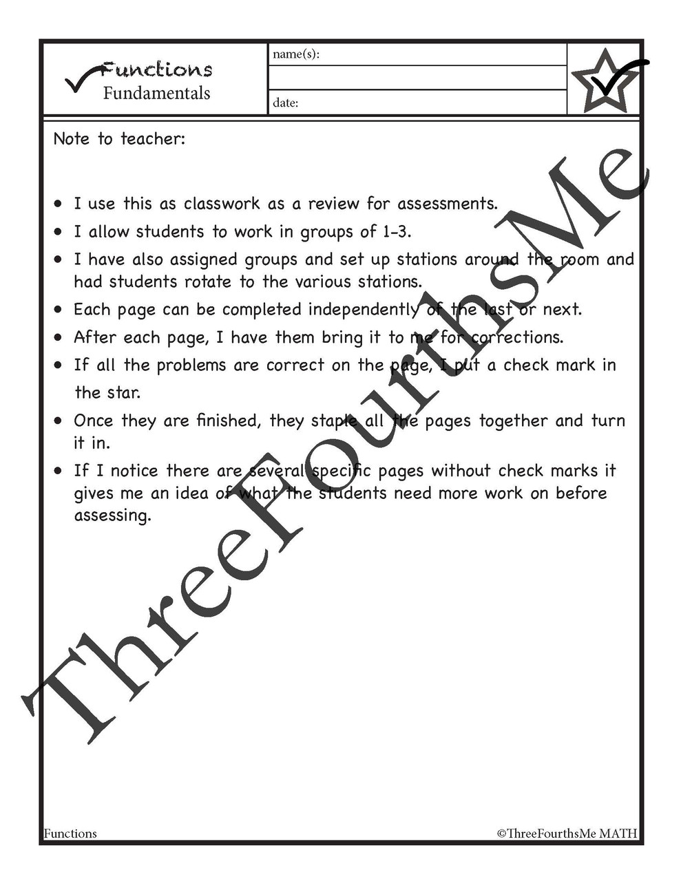 Review of Functions: Activity, Classwork and / or Homework - Amped Up ...