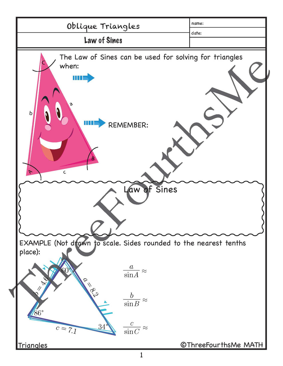 Law of Sines Scaffolded Notes - Amped Up Learning