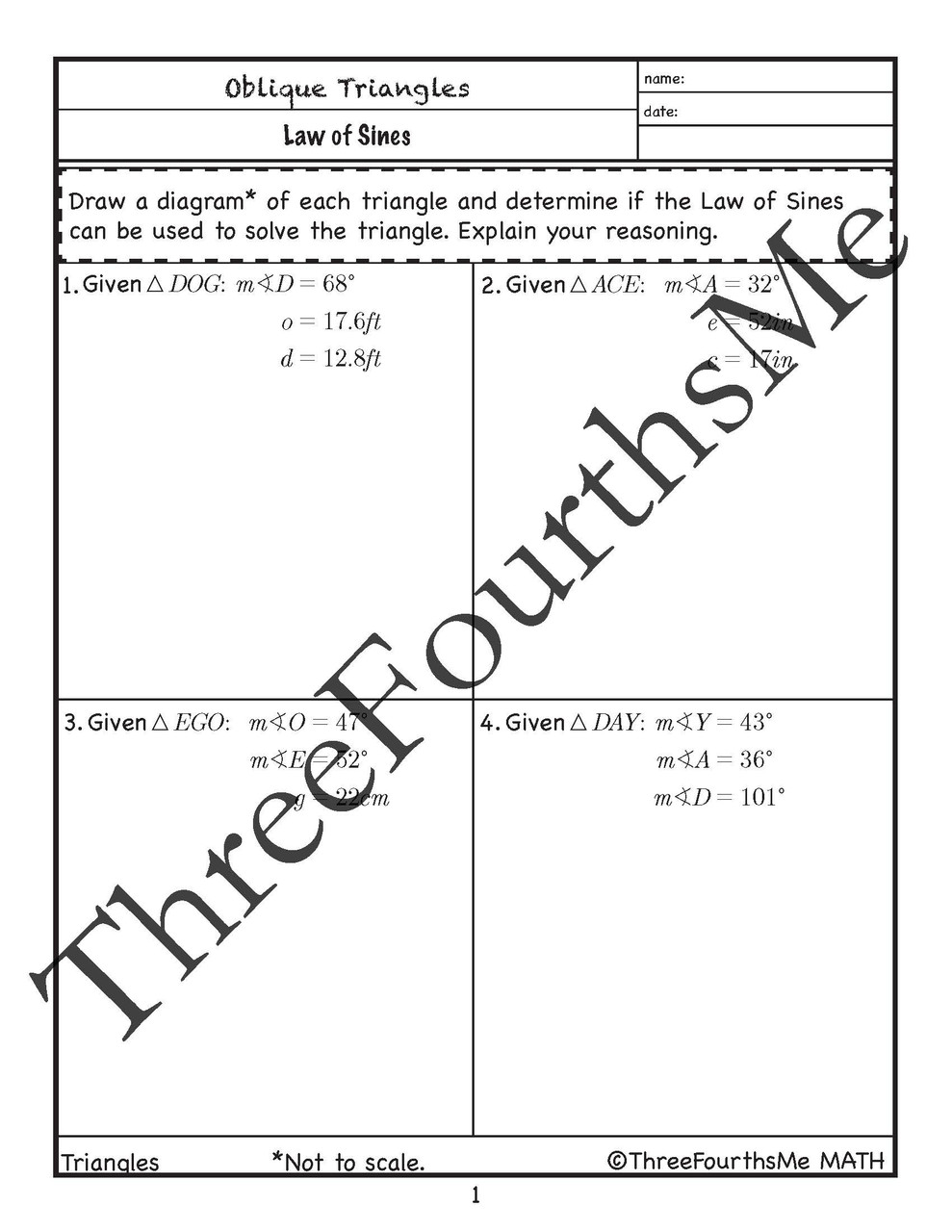 Law of Sines Classwork or Homework - Amped Up Learning