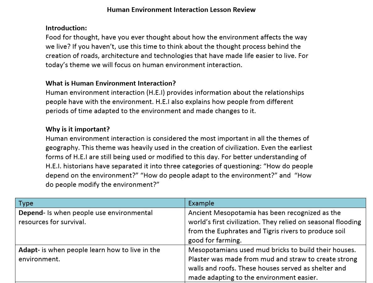 Human Environment Interaction - Amped Up Learning