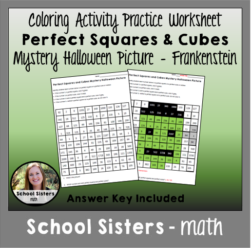 Perfect Squares and Cubes Halloween Mystery Picture - Amped Up Learning