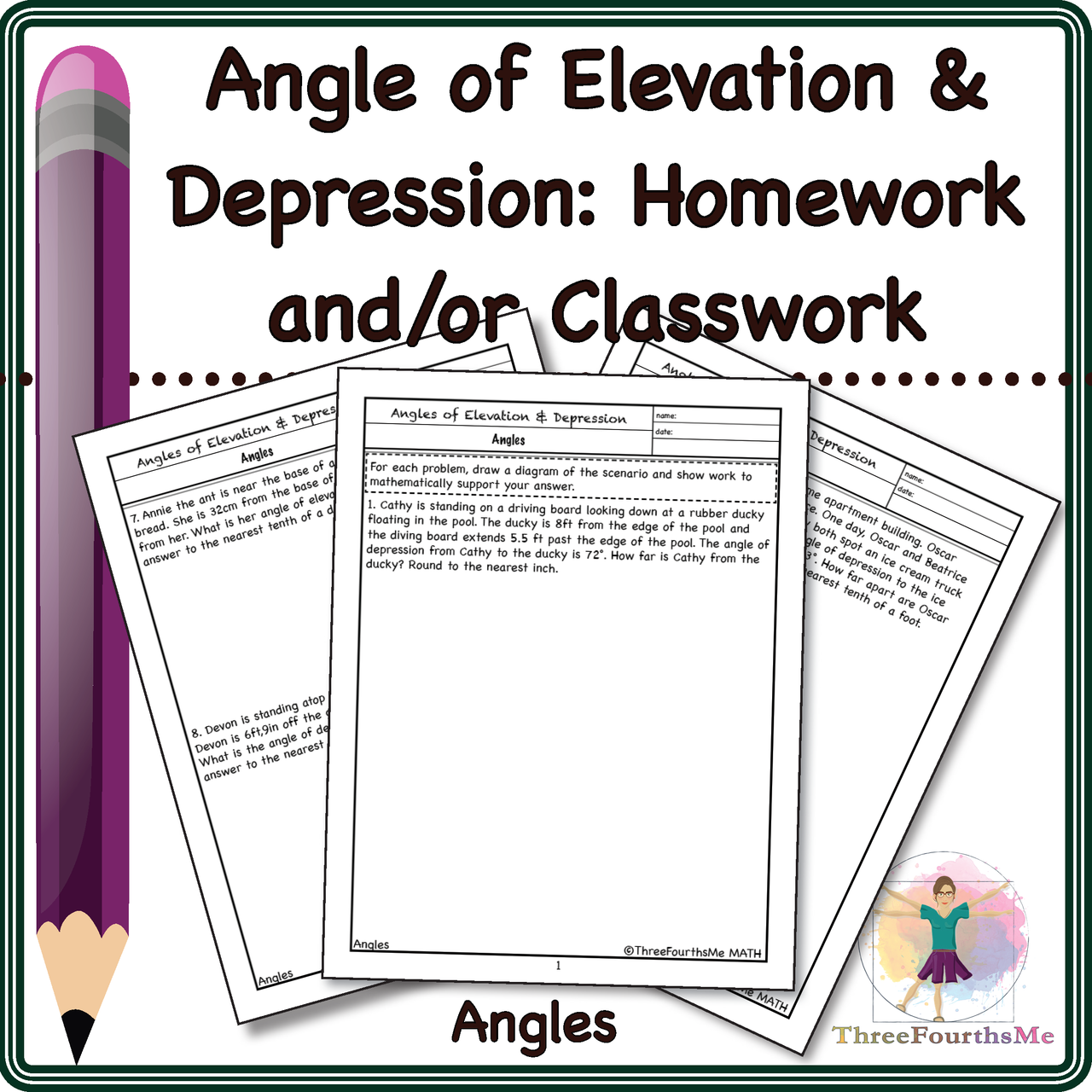 Angle Of Elevation And Depression Worksheet 2 Answers