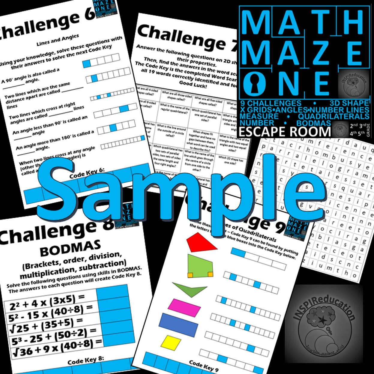 Math Escape Room - Math Maze One - Number and Shape: 9 Challenges ...