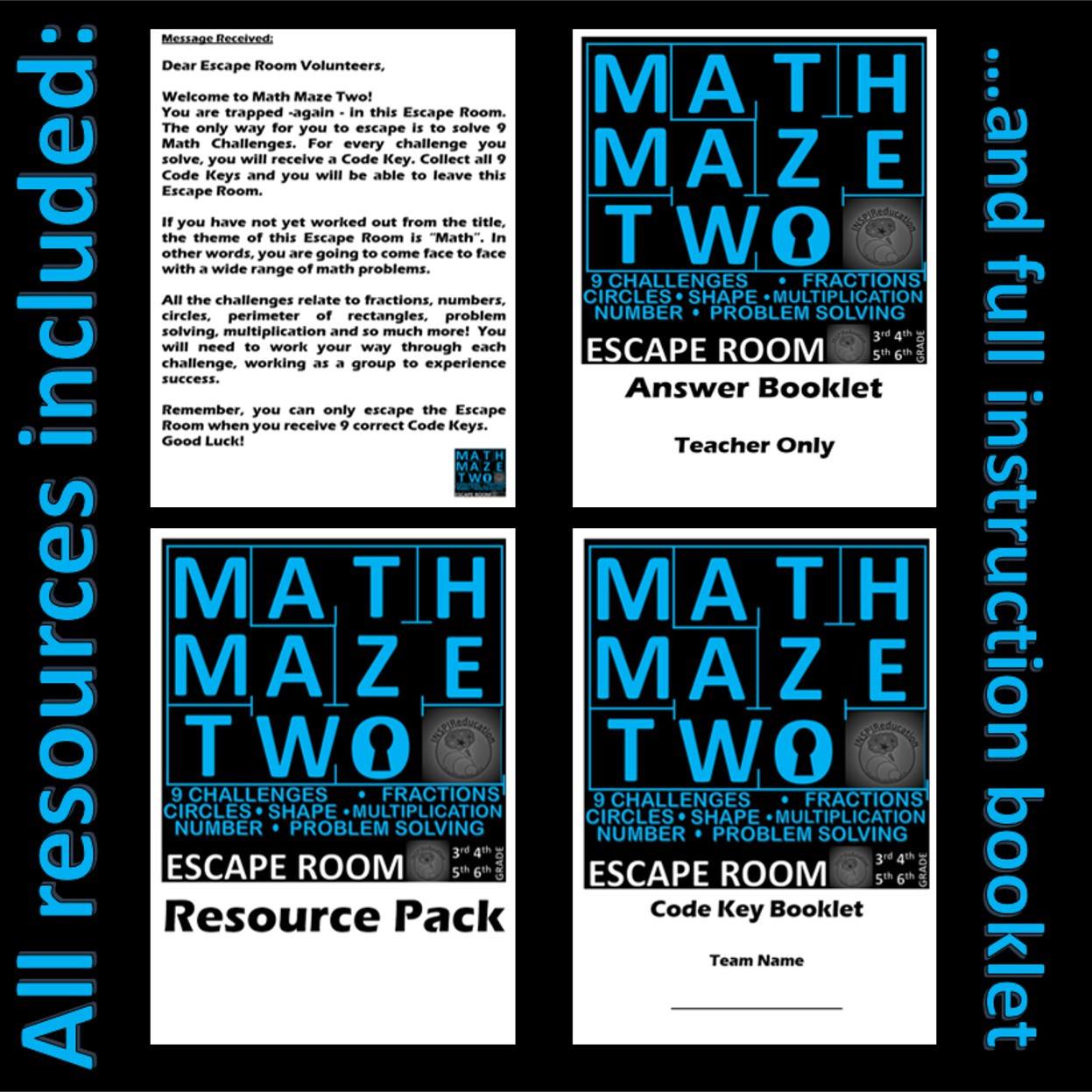 Math Escape Room - Math Maze Two - Number and Shape: 9 Challenges ...