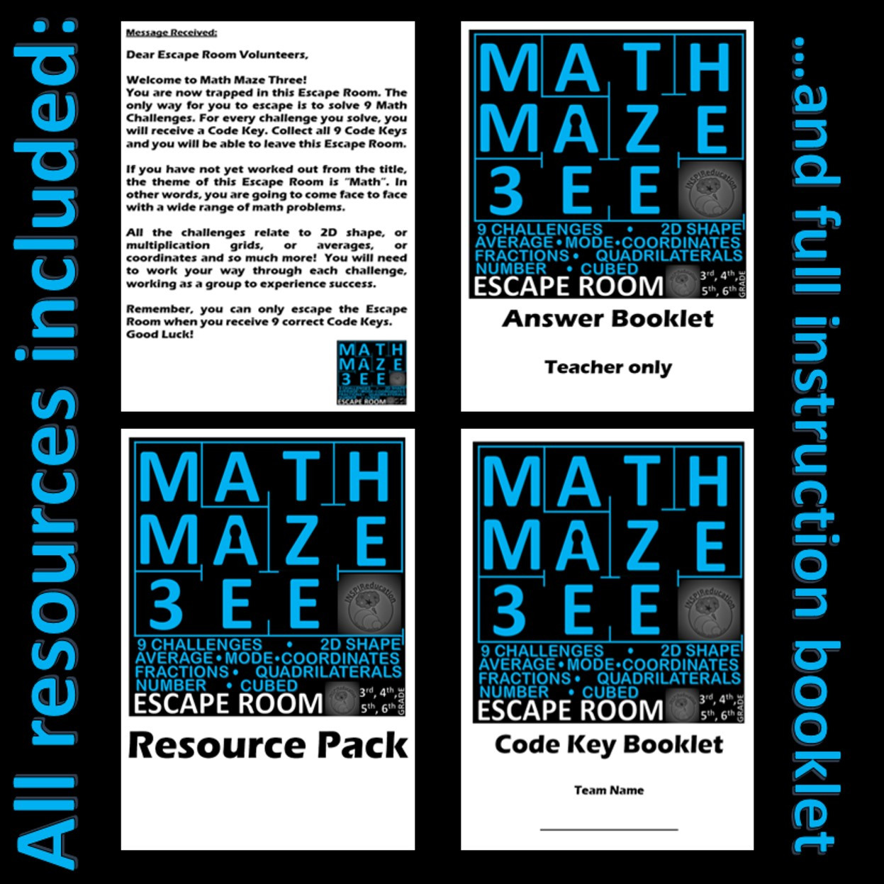 Math Escape Room - Math Maze Three - Number and Shape: 9 Challenges ...