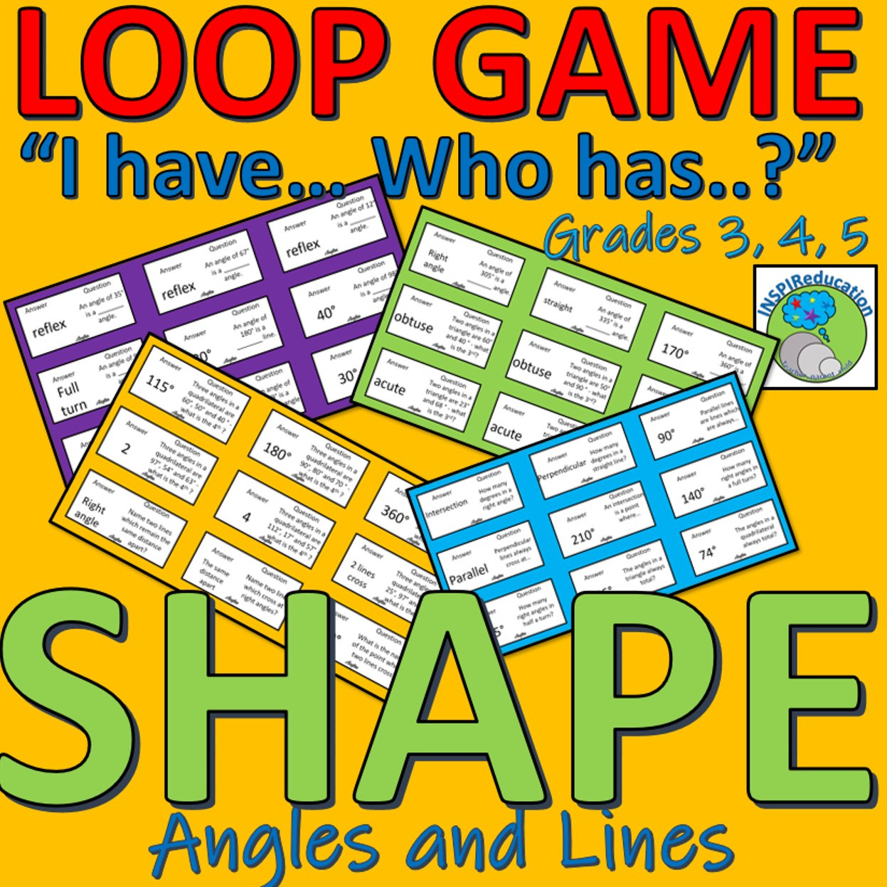 Angles and Lines - "I have...Who has..?" Loop Game - 36 Cards exploring ...
