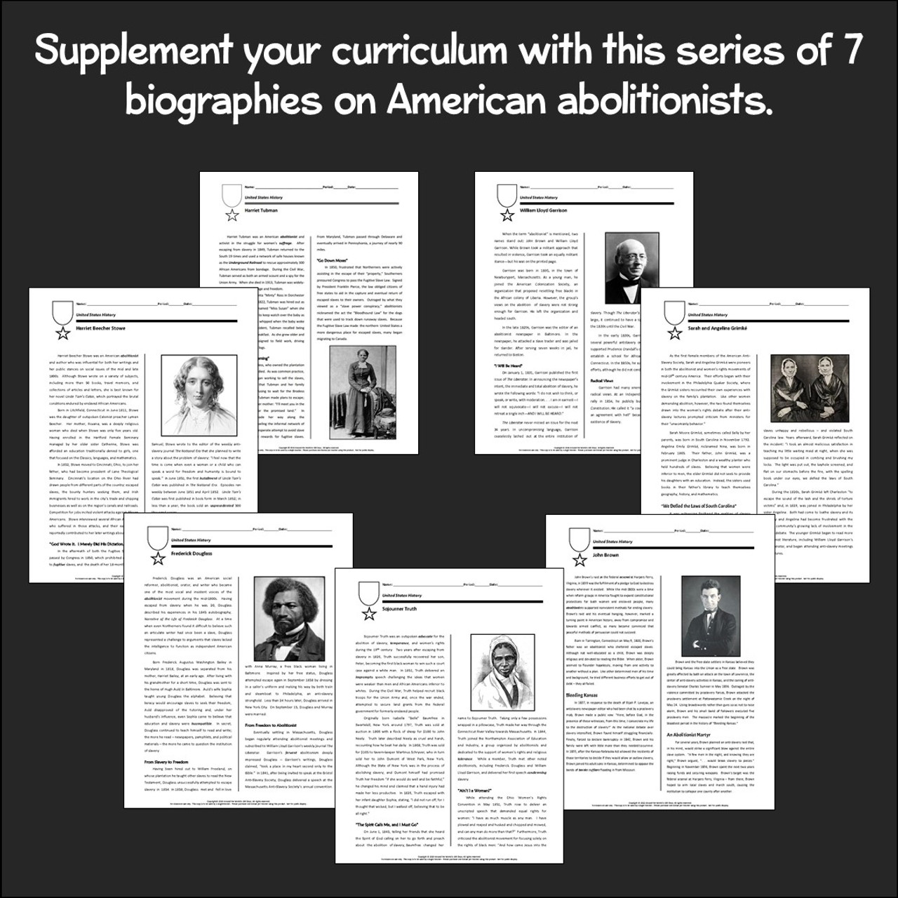 Biography Bundle: Abolitionists (Distance Learning Option) - Amped Up ...