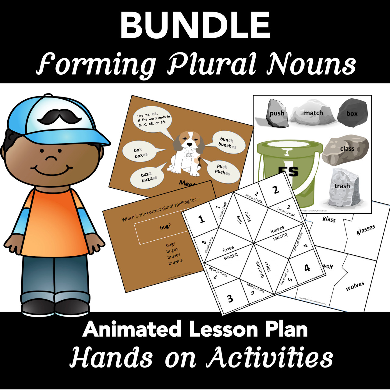 Forming Plurals: (-s, -es -ies,-ves) - L.1.1.C BUNDLE - Amped Up Learning